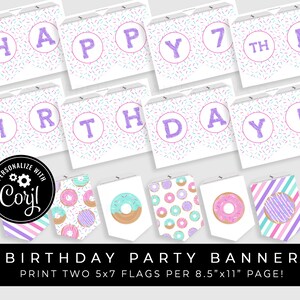 Donut Birthday Banner Party Decorations Sprinkles Confetti Personalized ...