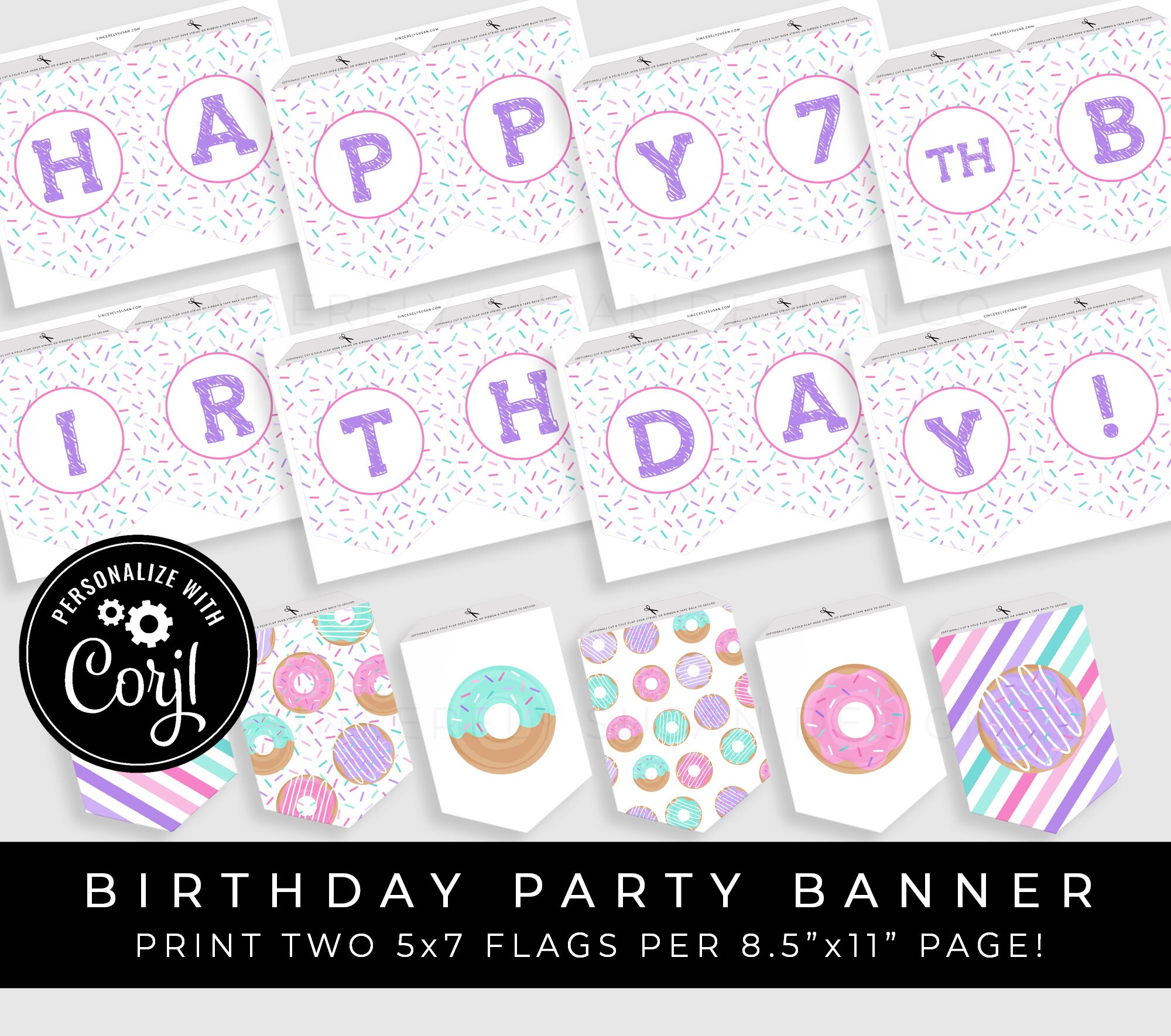 Donut Birthday Banner Party Decorations Sprinkles Confetti | Etsy