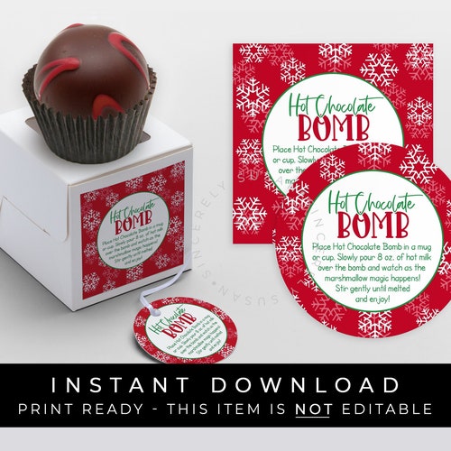 INSTANT DOWNLOAD Christmas Hot Chocolate Bomb Gift Tag - Etsy