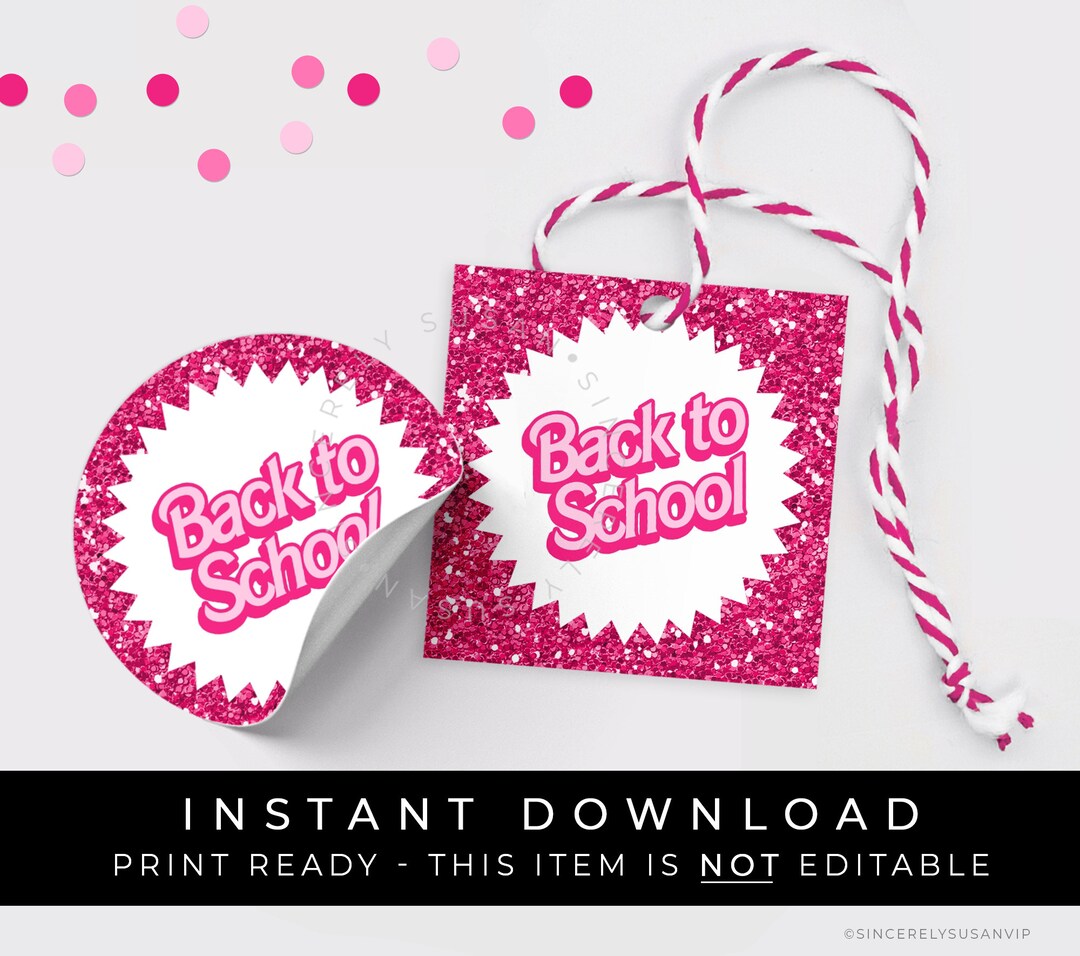 Instant Download Pink Glitter Back to School Cookie Tag, BTS First Day ...