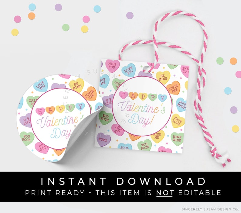 Instant Download Happy Valentine's Day Cookie Tag Rainbow - Etsy
