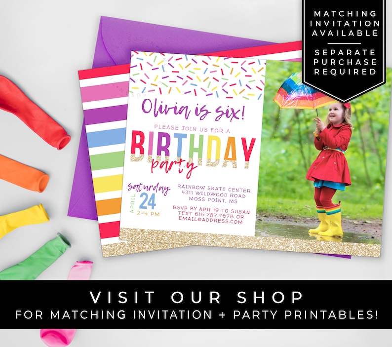 Rainbow Sprinkles Birthday Banner Printable, Rainbow Confetti Glitter ...