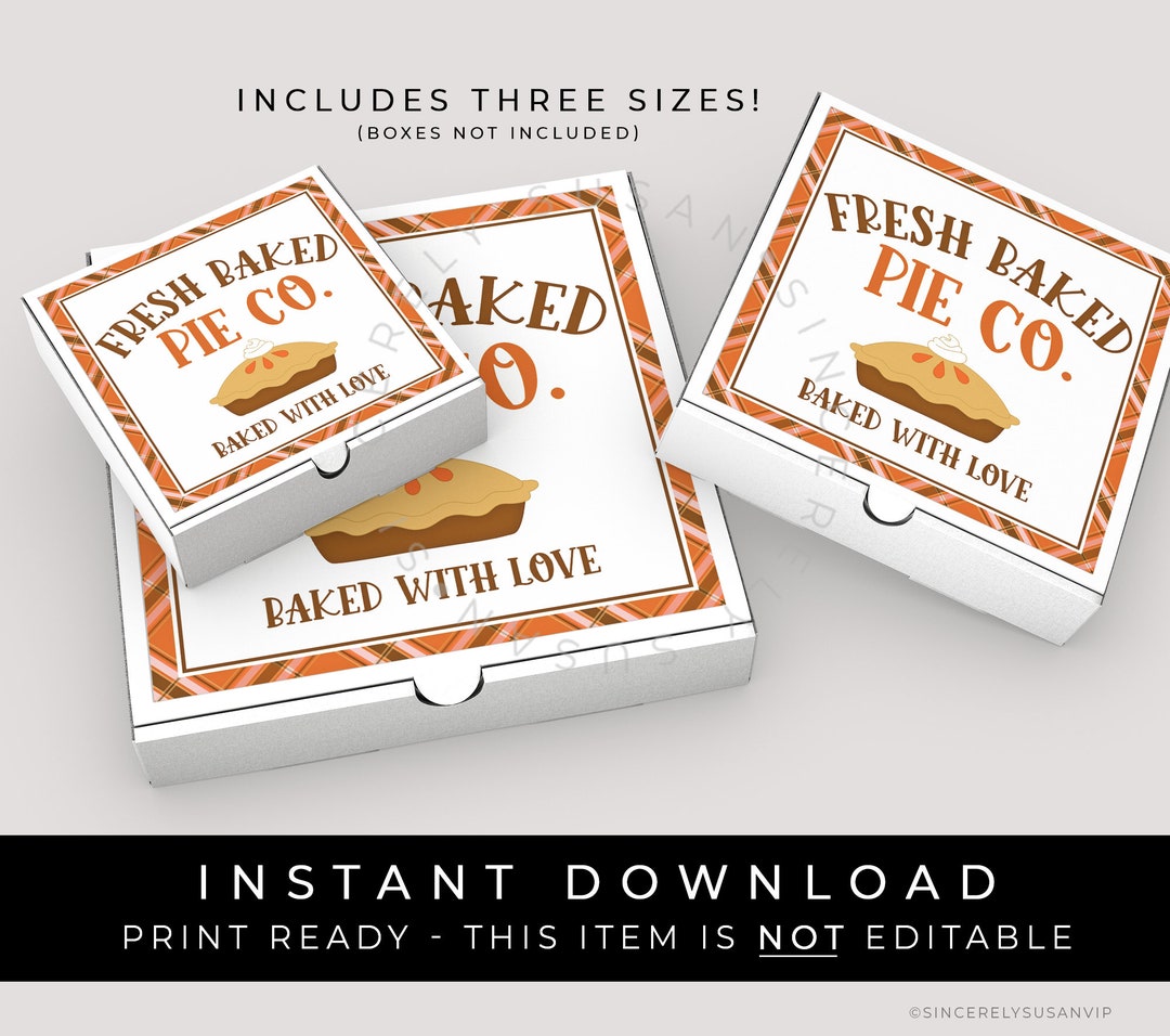 Instant Download Fresh Baked Pie Co., Mini Cookie Pizza Pie Bakery Box ...