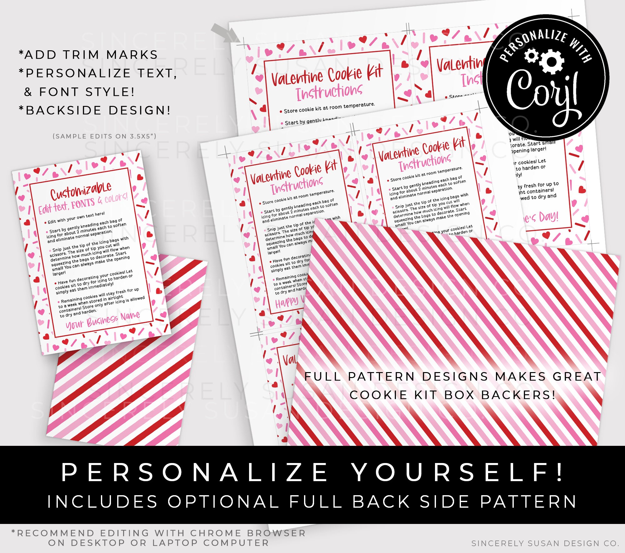 CUSTOMIZABLE Valentine DIY Cookie Kit Instructions Printable Card ...