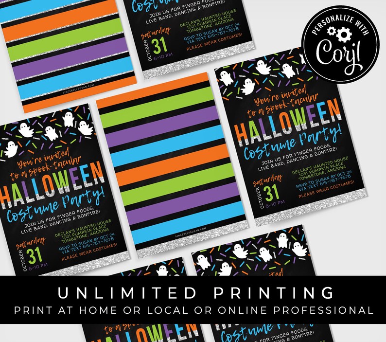Kids Halloween Costume Party Invitation Boy Printable | Etsy