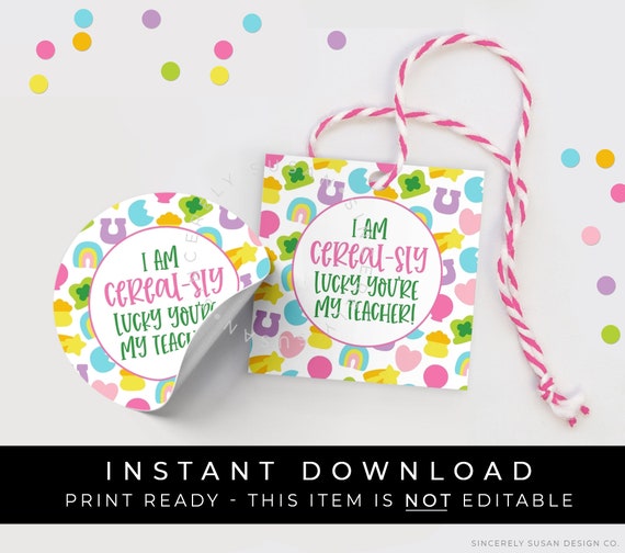 Instant Download Lucky Cereal Tag Back to School Teacher Gift - Etsy