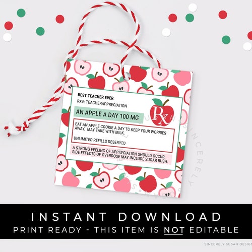 CUSTOMIZABLE Apple A Day Teacher Appreciation Cookie - Etsy