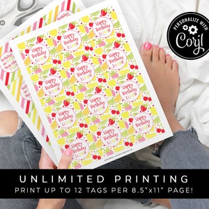 Tutti Frutti Birthday Favor Tag Round Sticker Fruit Party Printable ...