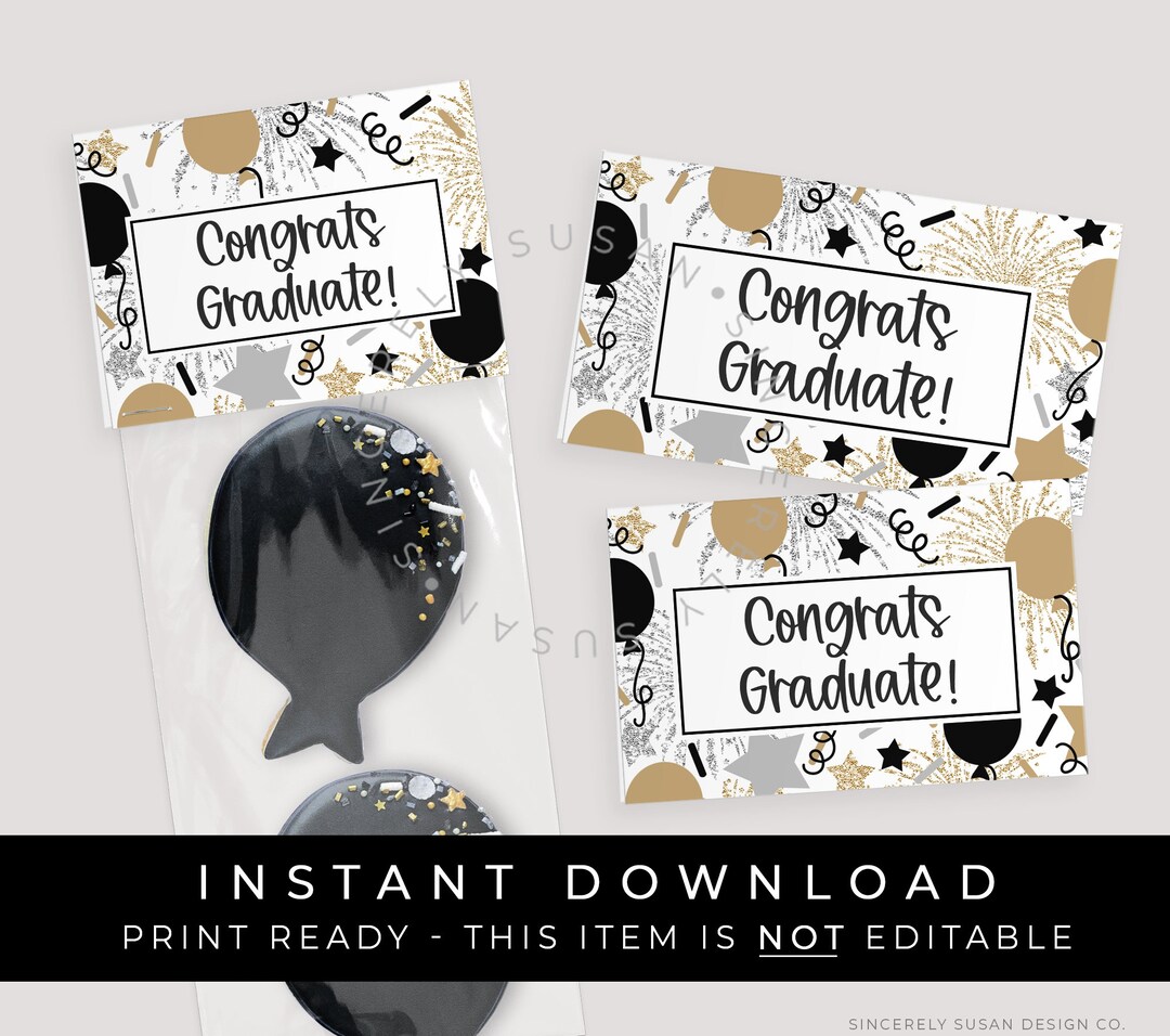 Instant Download Graduation Mini Cookie Bag Topper Printable Congrats ...