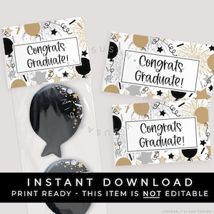 Instant Download Graduation Mini Cookie Bag Topper Printable Congrats ...