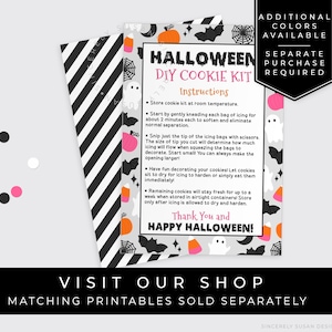 CUSTOMIZABLE Pink Halloween DIY Cookie Kit Instructions Printable Card ...