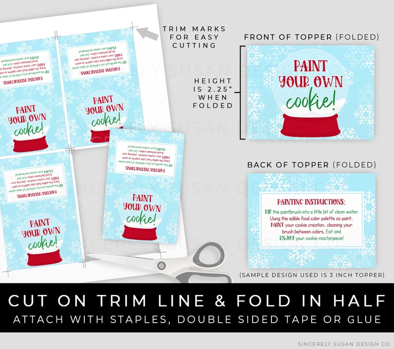 Instant Download Paint Your Own Christmas Cookie Bag Topper | Etsy