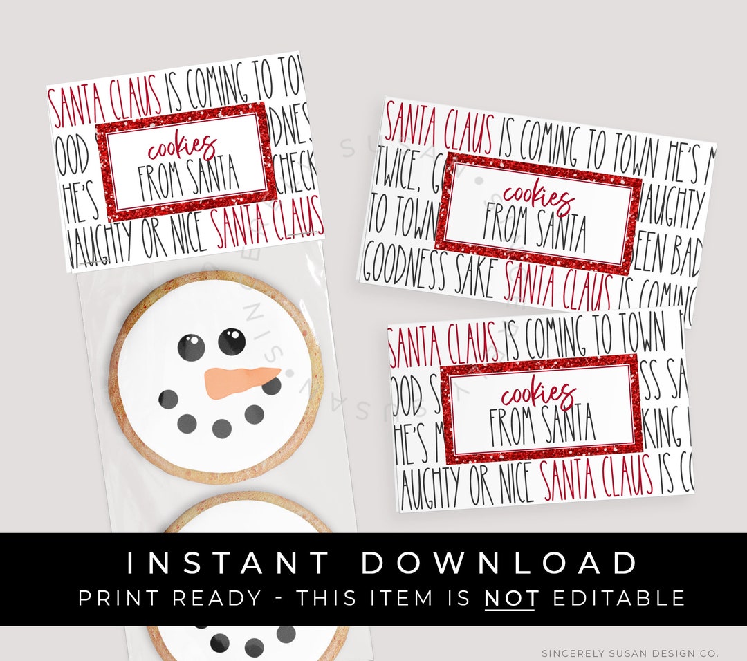Instant Download Cookies FROM Santa Bag Topper, Printable Christmas ...