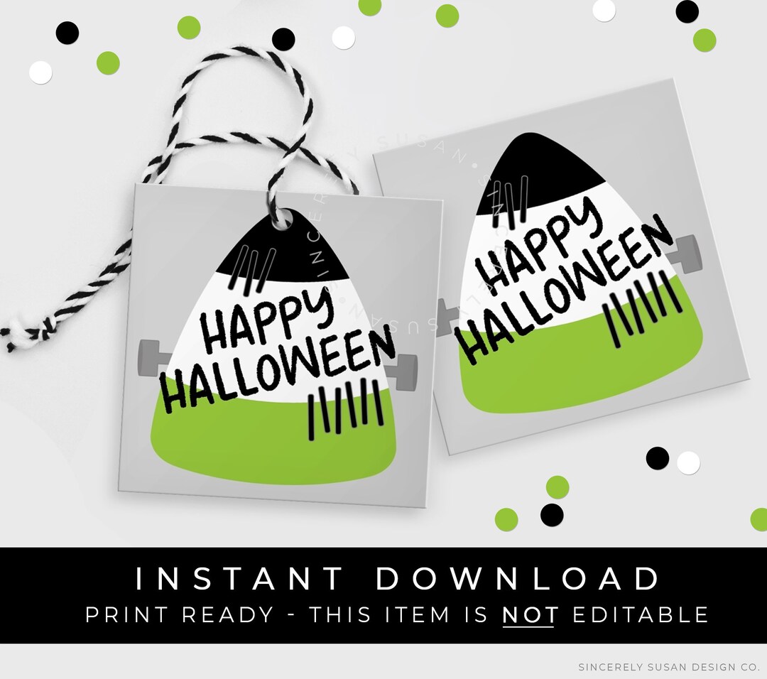 Instant Download Frankenstein Candy Corn Halloween Tag, Printable ...