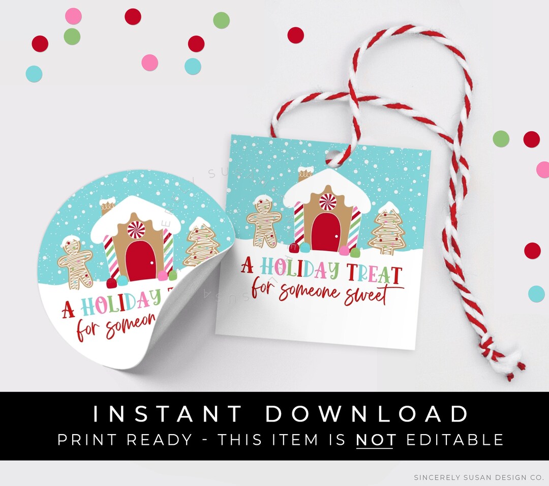 Instant Download Gingerbread House Cookie Tag, Holiday Treat for ...