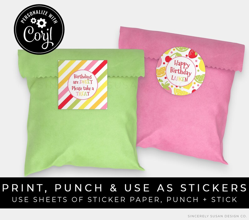 Tutti Frutti Birthday Favor Tag Round Sticker Fruit Party - Etsy