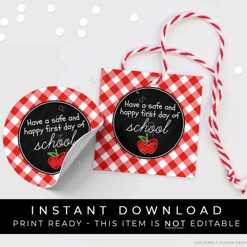 Editable Back to School Tag Happy First Day of School Gift Tag - Etsy