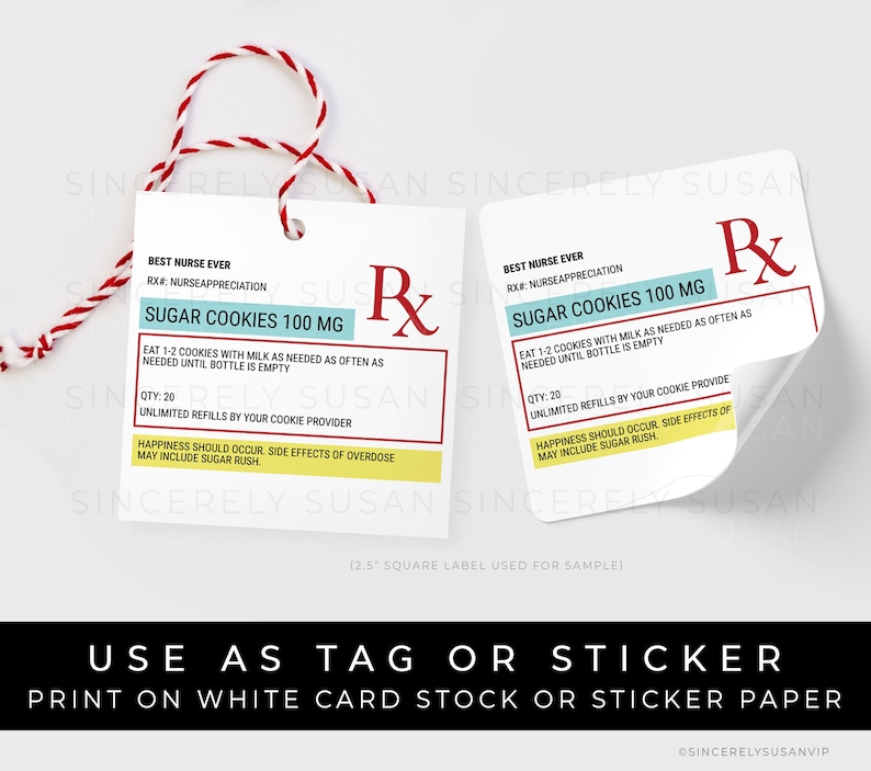 CUSTOMIZABLE Cookie Prescription Label RX Nurse Appreciation - Etsy