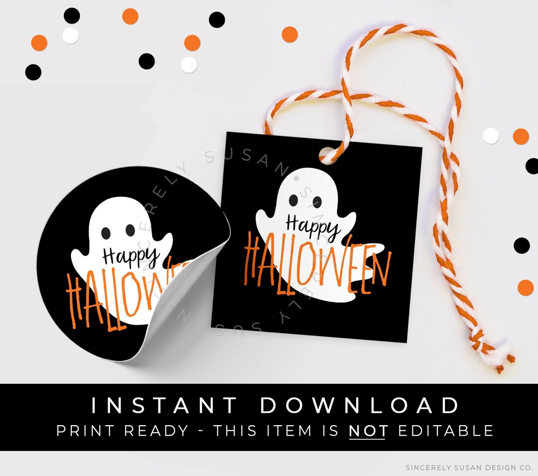 Instant Download Ghost Halloween Tag, Happy Halloween Printable Cookie ...