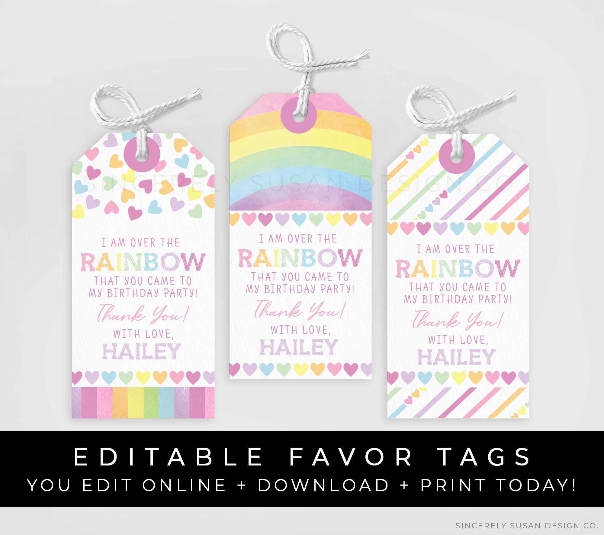 Pastel Rainbow Bakers Tag Birthday Tag Rainbow Happy Birthday Printable ...