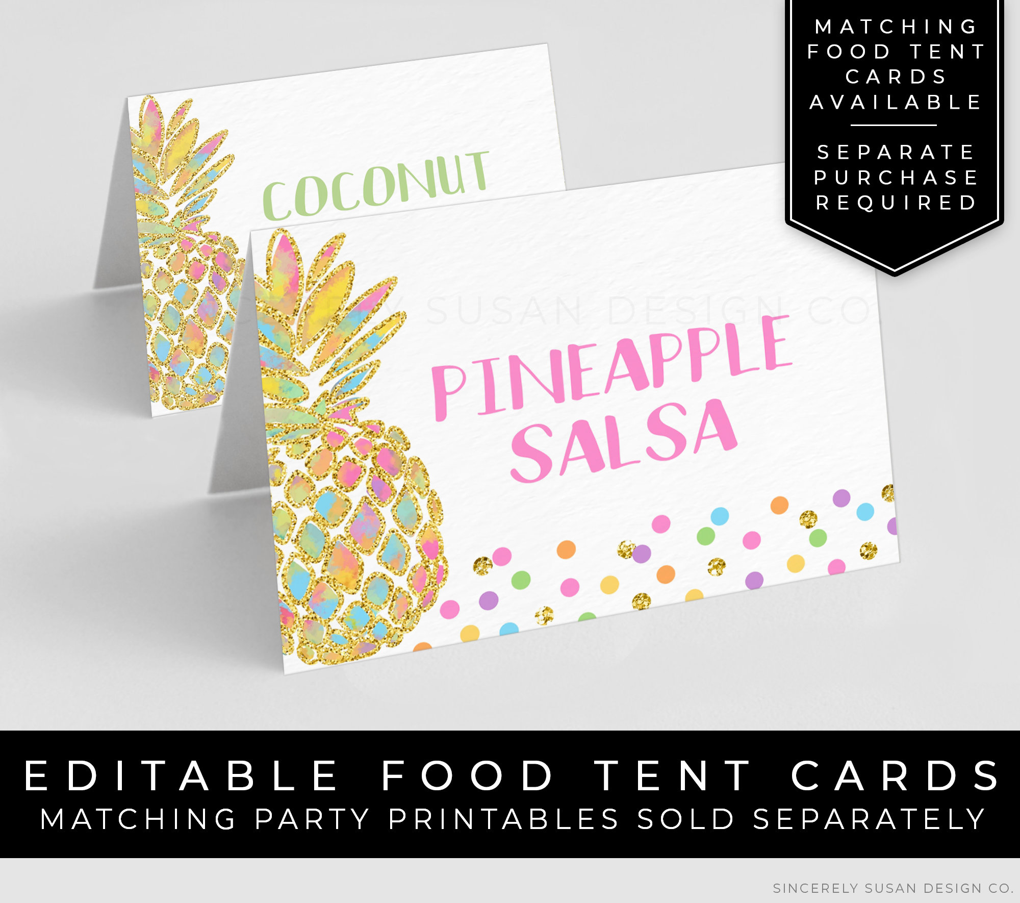 Pineapple Birthday Cupcake Toppers Rainbow Party Decorations | Etsy