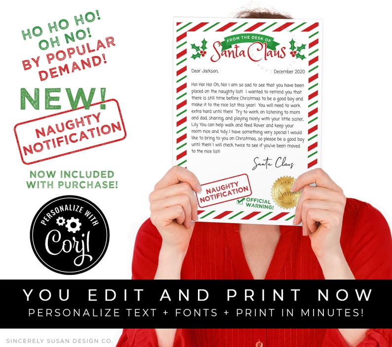 Editable Letter From Santa Kit Holiday Printable Personalized Christmas ...