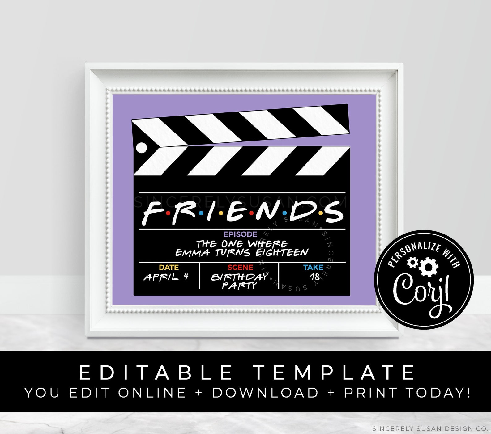 Friends TV Show Party Sign, Episode the One With the Hollywood Director ...