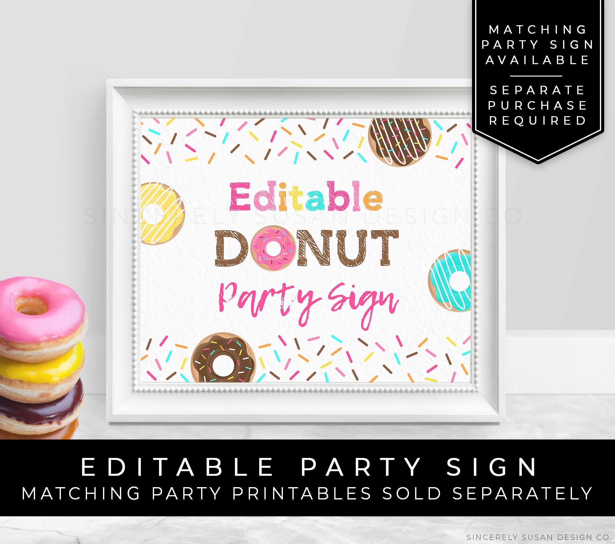 Donut Birthday Banner Party Decorations Rainbow Sprinkles | Etsy