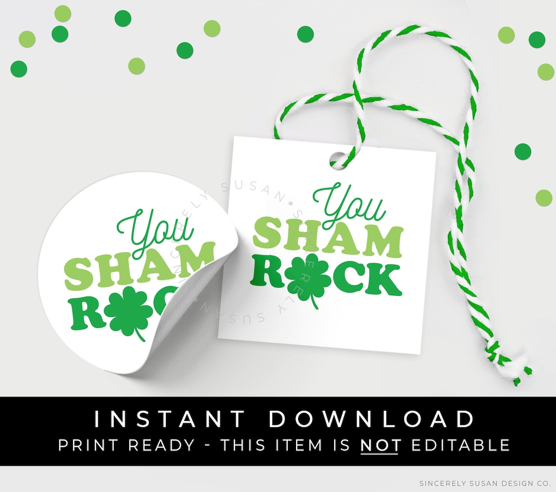 Instant Download You Sham ROCK St. Patrick's Day Cookie Tag, Lucky ...