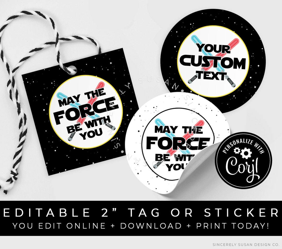 CUSTOMIZABLE Star Wars Tag, Space Galaxy Cookie Gift Tag Sticker Cookie ...