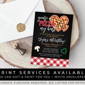 Valentine Pizza Party Invitation, Pizza Birthday Party Printable ...