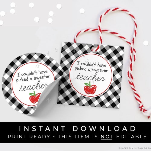 Instant Download Teacher Apple Back to School Tag First Day - Etsy