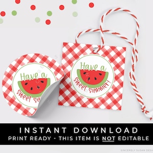 Instant Download Have A Sweet Summer Watermelon Cookie Tag Printable ...