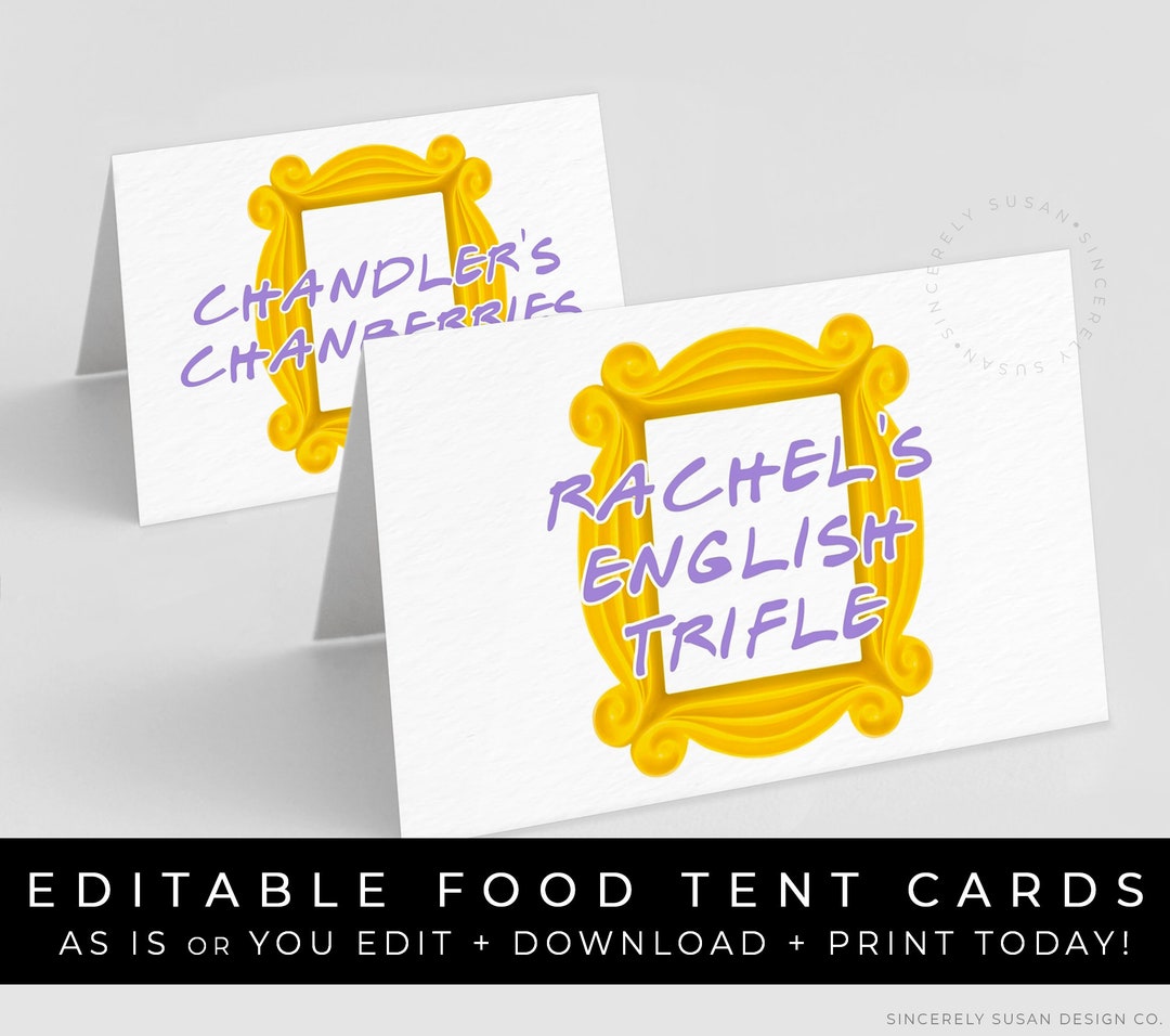 Friends Party Food Label Buffet Place Card Printable Friends TV Show ...