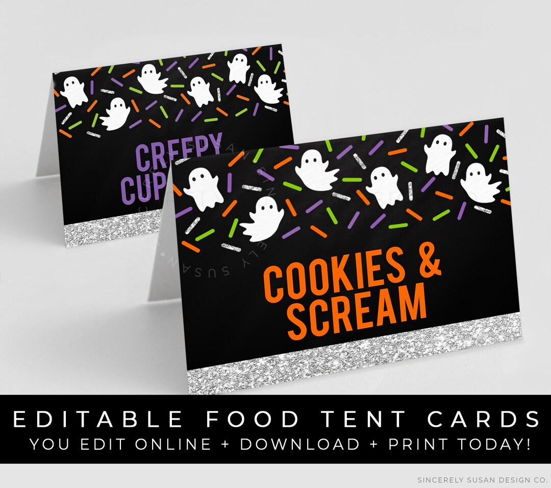 Halloween Food Tent Cards Printable Halloween Party Decor Ghost ...