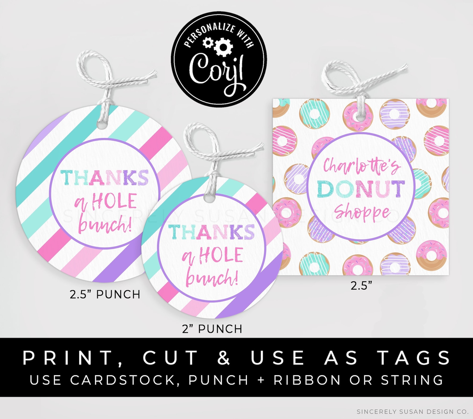 Donut Party Sticker Favor Tags Printable Birthday Girl - Etsy