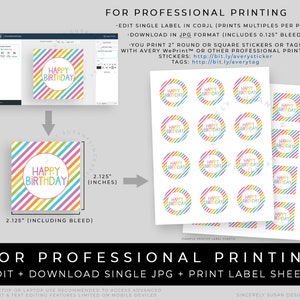 CUSTOMIZABLE Happy Birthday Rainbow Confetti Tag, Rainbow Sprinkles ...
