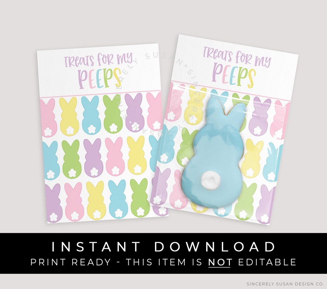 Instant Download Treats for My Peeps Easter Bunny Mini Cookie Cards ...