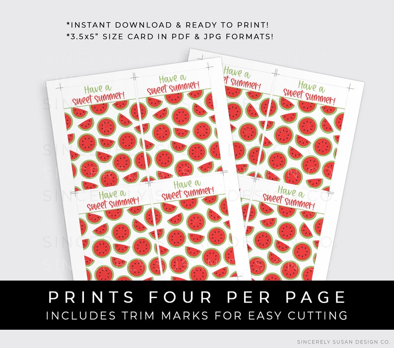 Instant Download Red Watermelon Cookie Card Printable Have A - Etsy