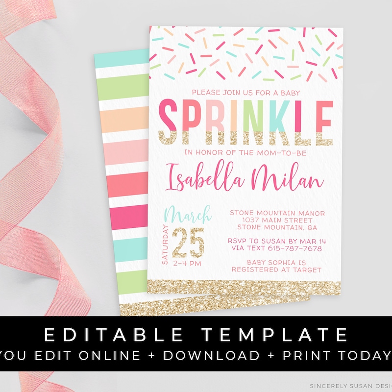 Baby Sprinkle Invitation Girl - Etsy