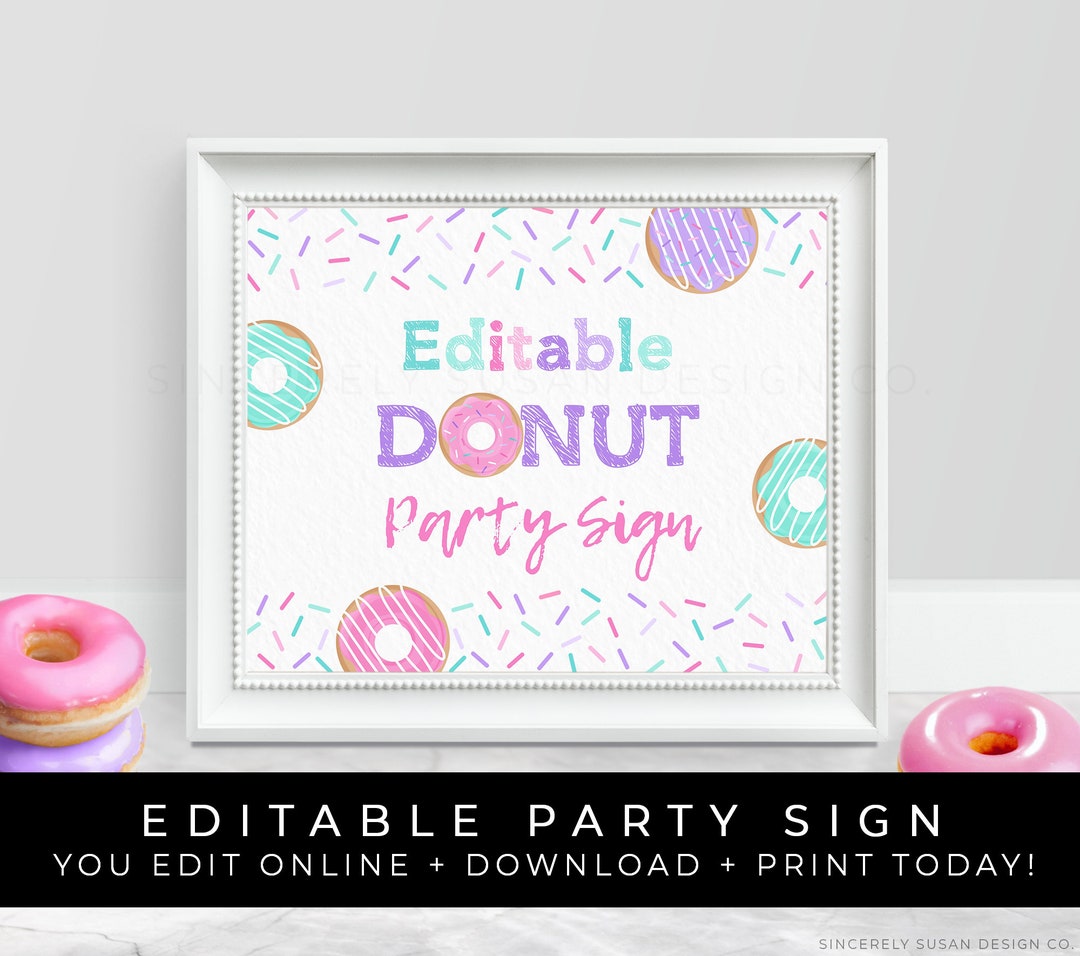 Donut Birthday Party Sign Printable Party Decorations Donut Sprinkles ...