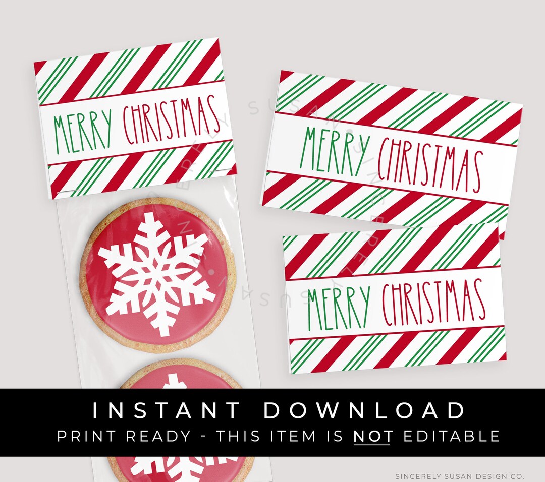 Instant Download Merry Christmas Bag Topper, Printable Christmas Mini ...