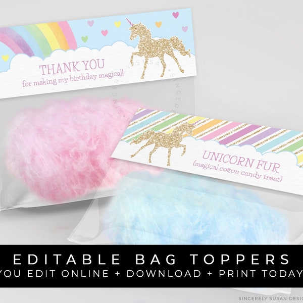 Unicorn Favor Bags Printable - Etsy