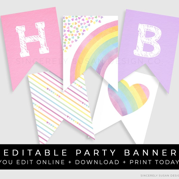 Rainbow Bunting - Etsy