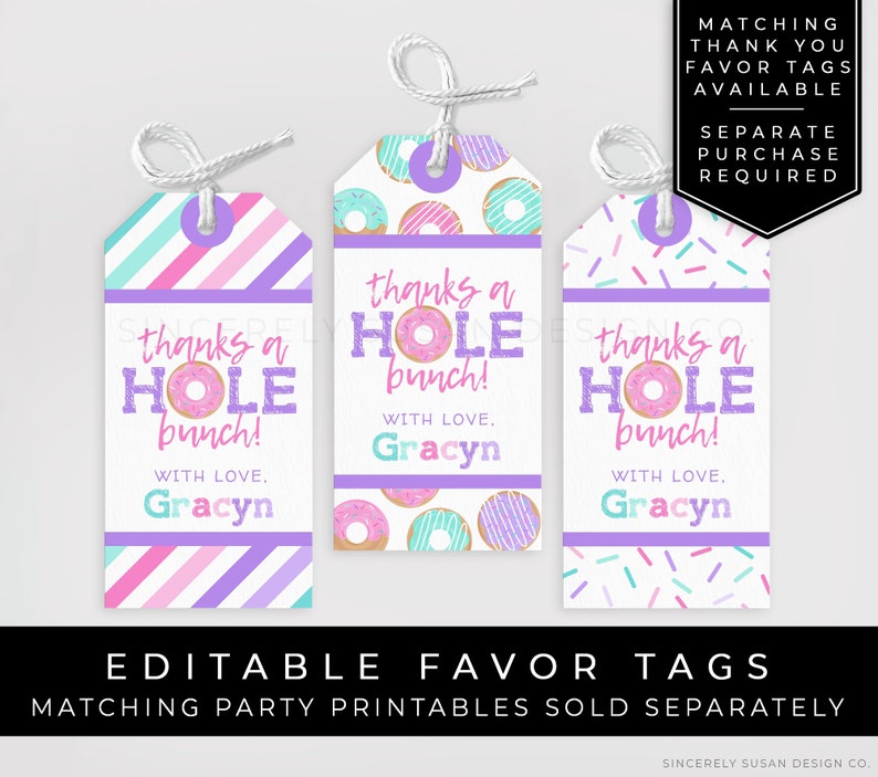 Donut Birthday Cupcake Toppers Printable Party Decorations Confetti ...