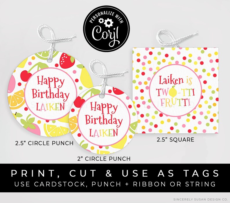 Tutti Frutti Birthday Favor Tag Round Sticker Fruit Party - Etsy