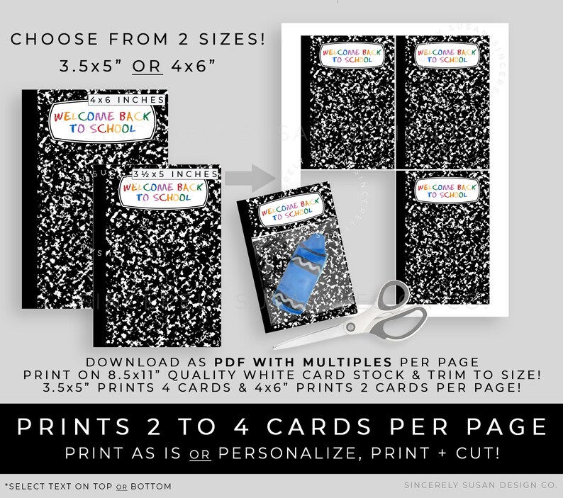 CUSTOMIZABLE Composition Notebook Back to School Cookie Cards ...