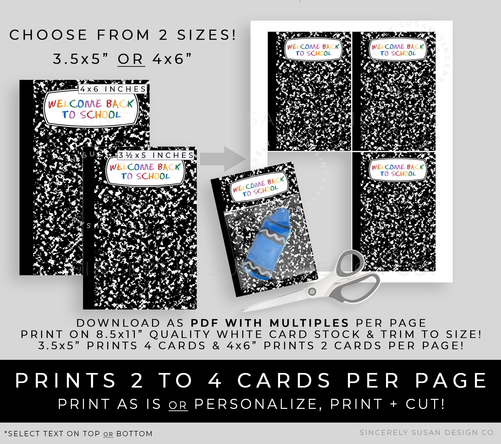 CUSTOMIZABLE Composition Notebook Back to School Cookie Cards ...