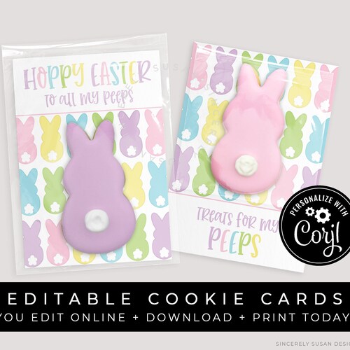 CUSTOMIZABLE Hoppy Easter Bunny Peeps Mini Cookie Packaging - Etsy