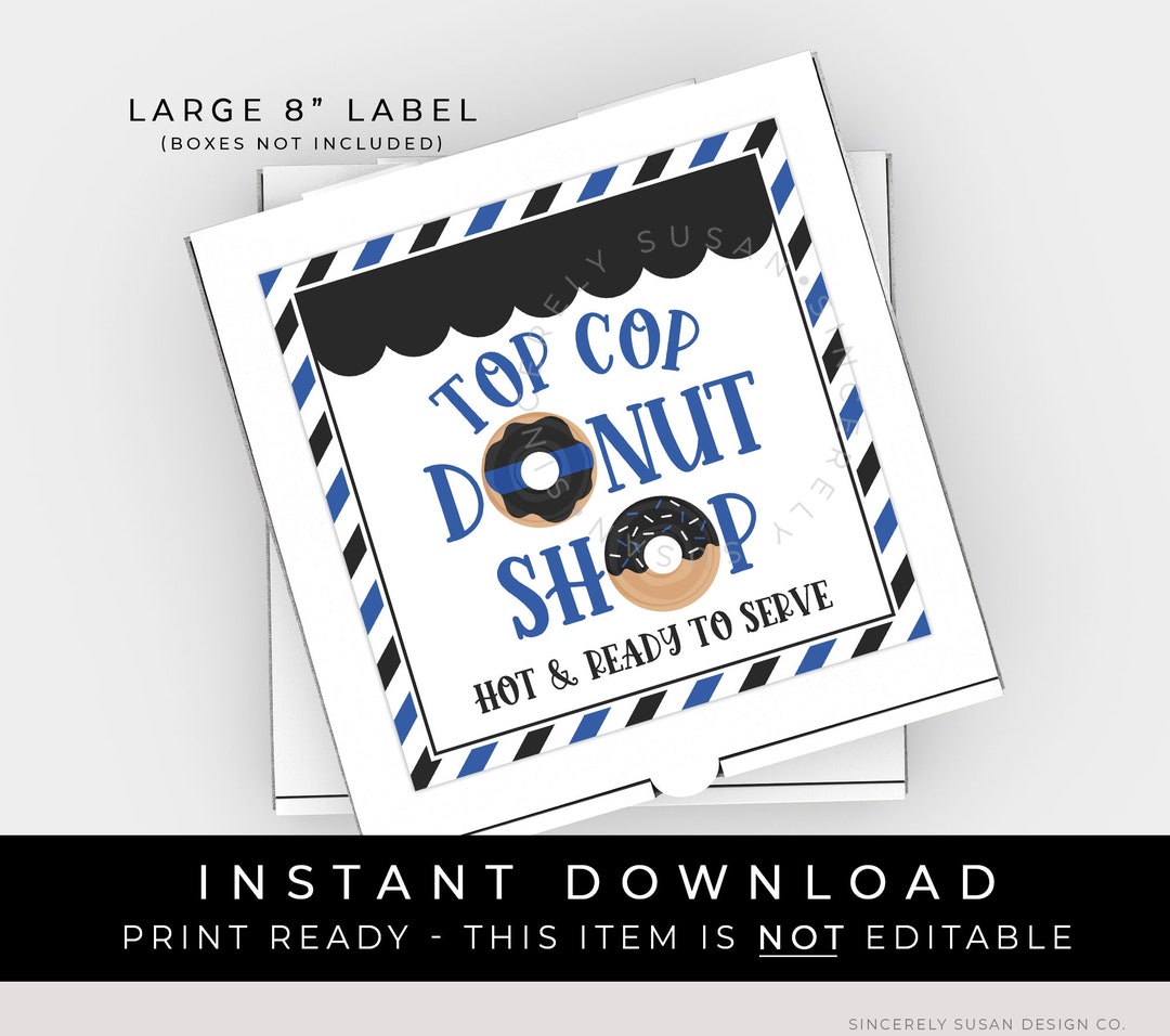 Instant Download 8 Inch Cop Donut Shop Pizza Box Label, Police ...